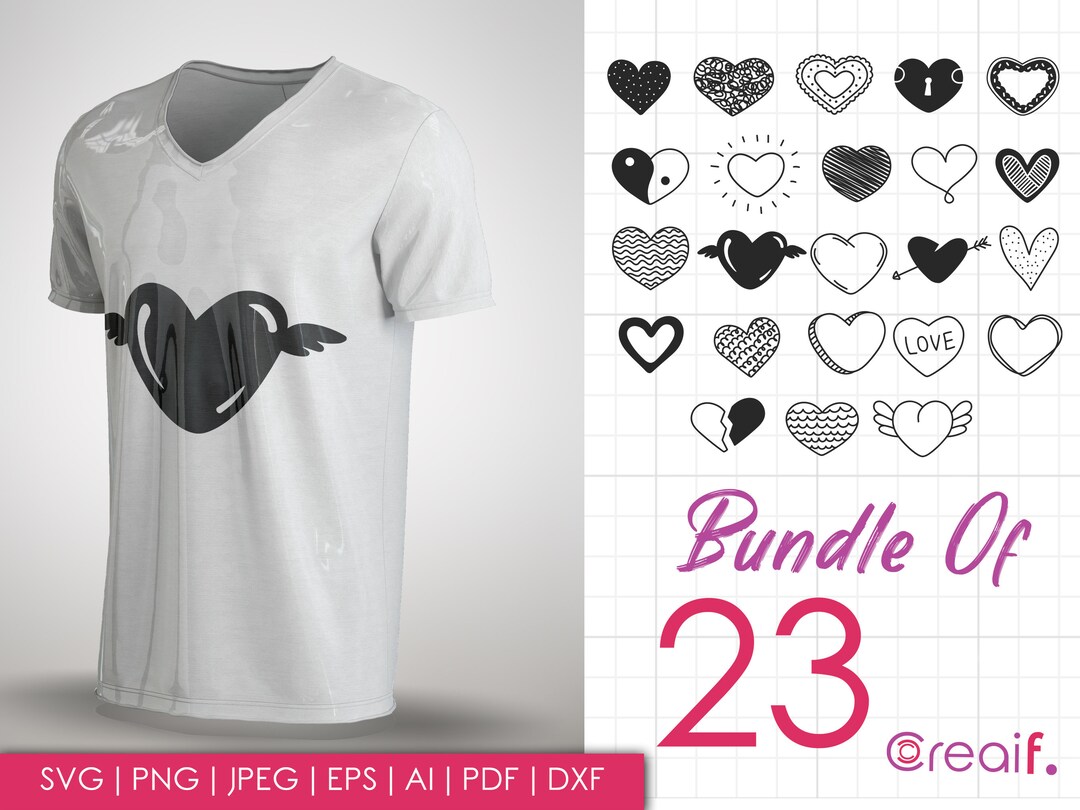 Heart Svg, Heart Svg Bundle, Svg Heart, Cute Heart Svg, Doodle Heart ...