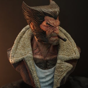 LOGAN Bust Sculpture, Hand Sculpted & Hand Painted, Brown Hair Version ...