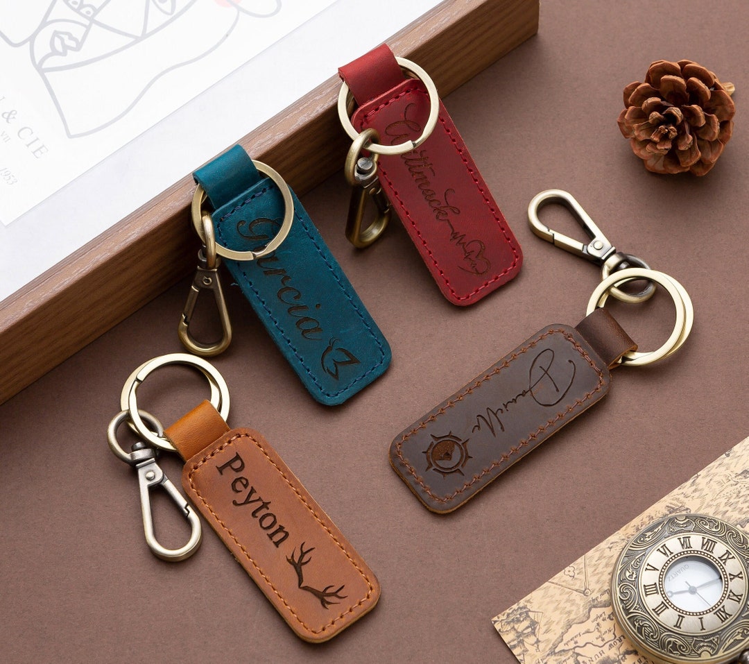 Custom Leather Keyring,custom Name Keyring,groomsmen Gift Idea,3 Year ...