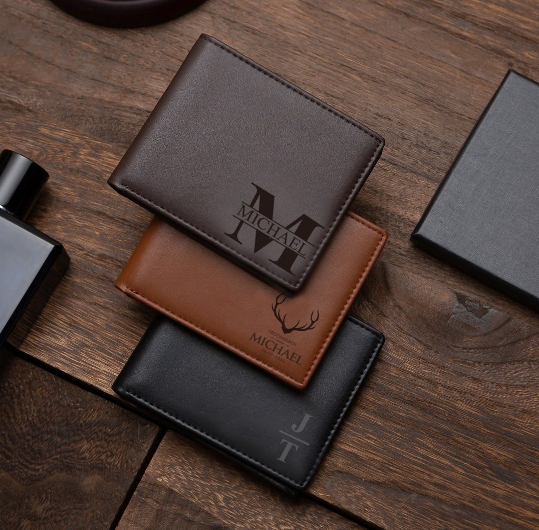 Custom Engraved Wallets,mens Leather Wallet,groomsmen Gifts,party Gifts ...