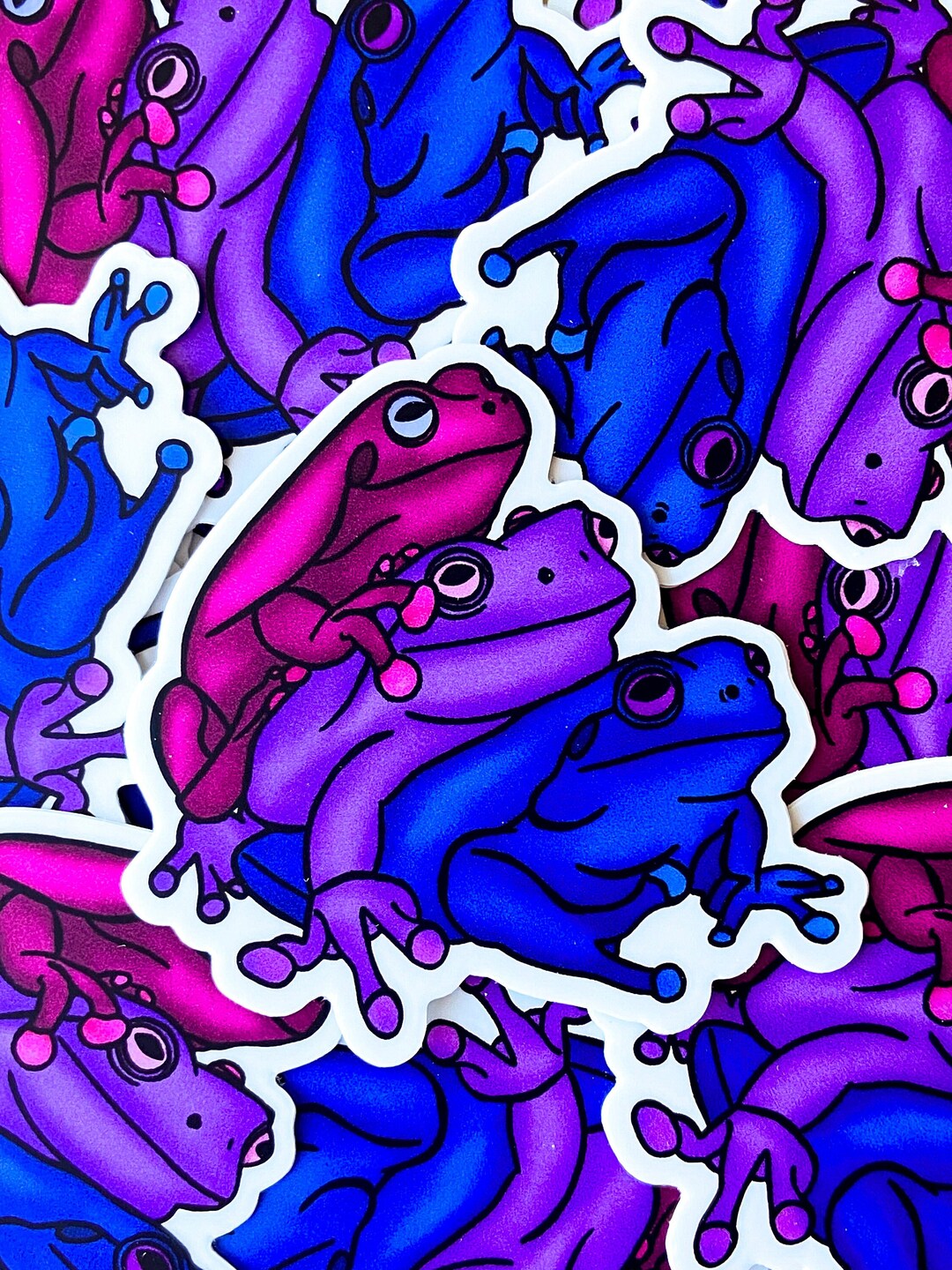 Bisexual Stacked Frogs Sticker - Die Cut & Waterproof - Etsy