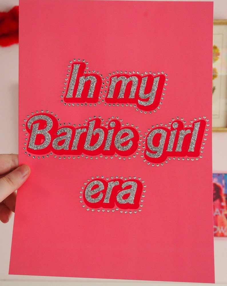 In My Barbie Girl Era Bedazzled Print, Barbiecore Wall Art, Barbie ...
