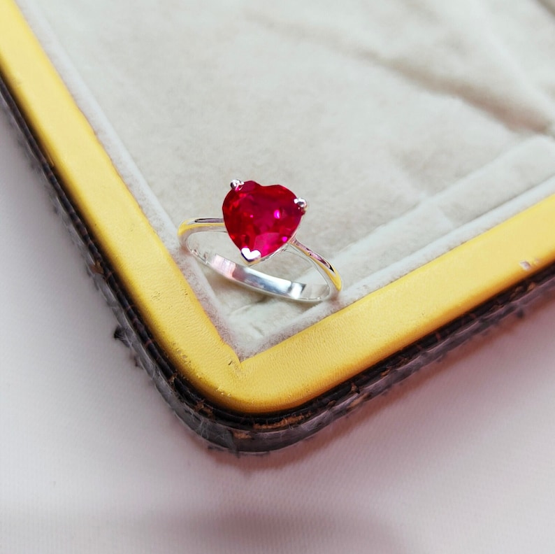 Ruby Ring Heart Shape Ruby Ring 925 Sterling Silver Ring - Etsy