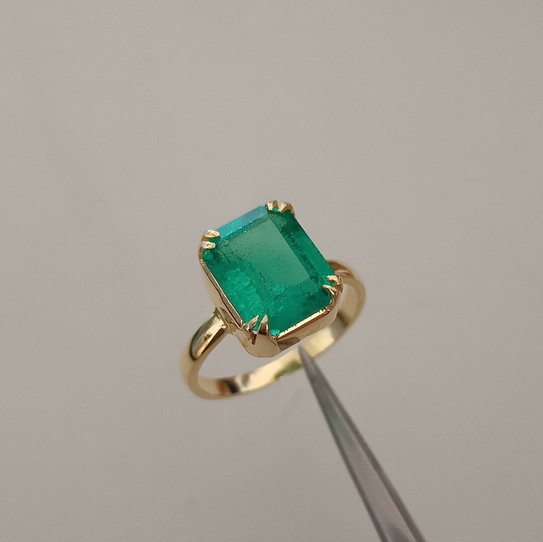 Lab Created Emerald Ring, 925 Silver Ring, Natural Touch Emerald, Ring ...