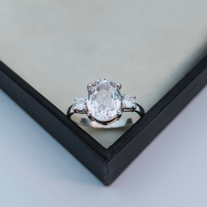 White Sapphire Ring - Etsy