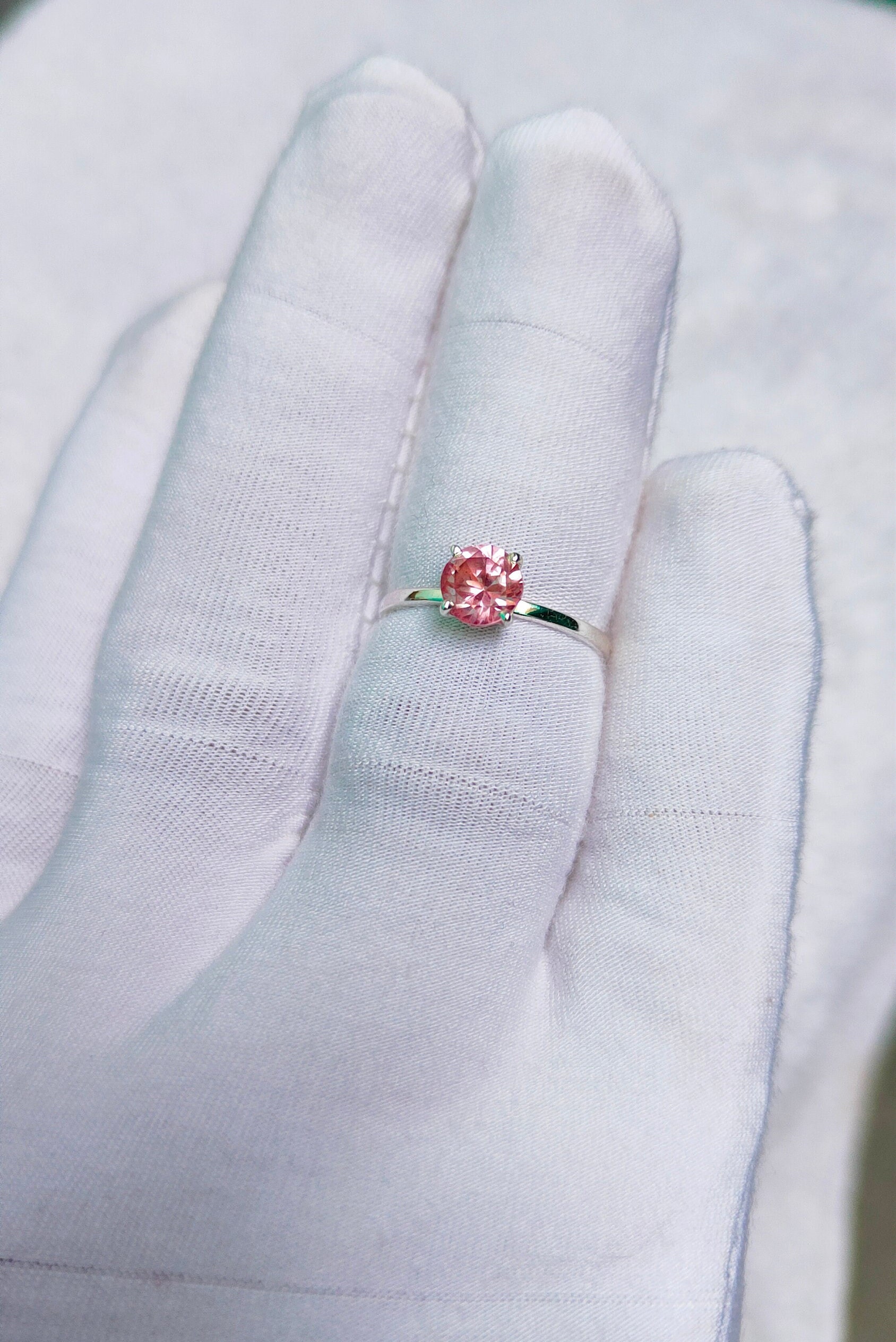 Pink Diamond Ring, Round Pink Diamond Ring, 925 Sterling Silver Ring ...