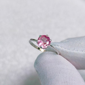 Pink Diamond Ring, Round Pink Diamond Ring, 925 Sterling Silver Ring ...