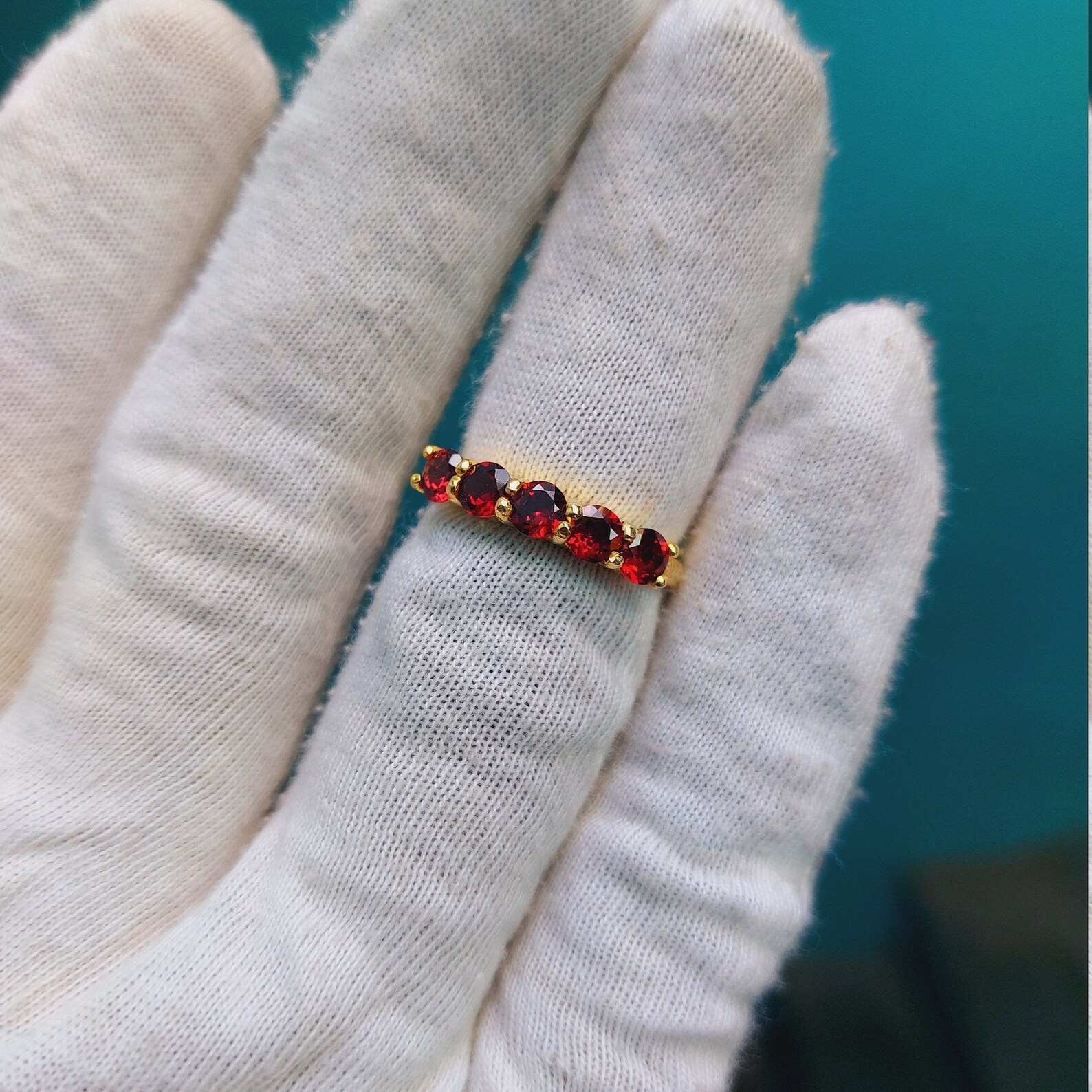 Red Garnet Band Ring 925 Sterling Silver Ring Garnet | Etsy