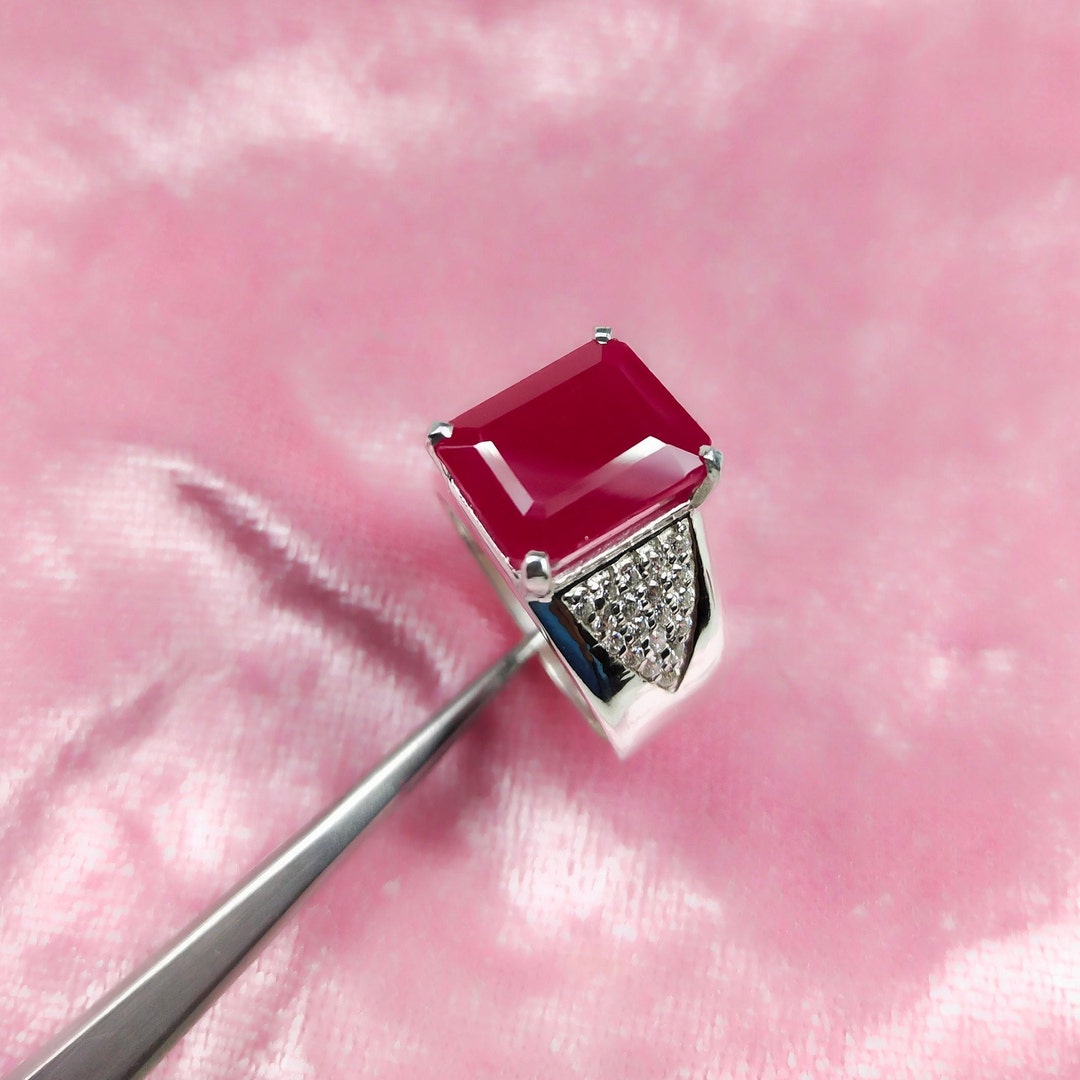 Lab Created Ruby Ring Red Ruby 925 Sterling Silver Ring, Engagement ...