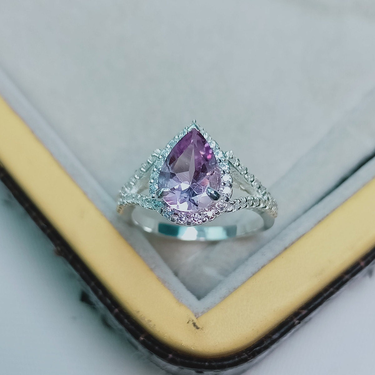 Anillo rosa de Francia anillo de amatista rosa anillo de | Etsy