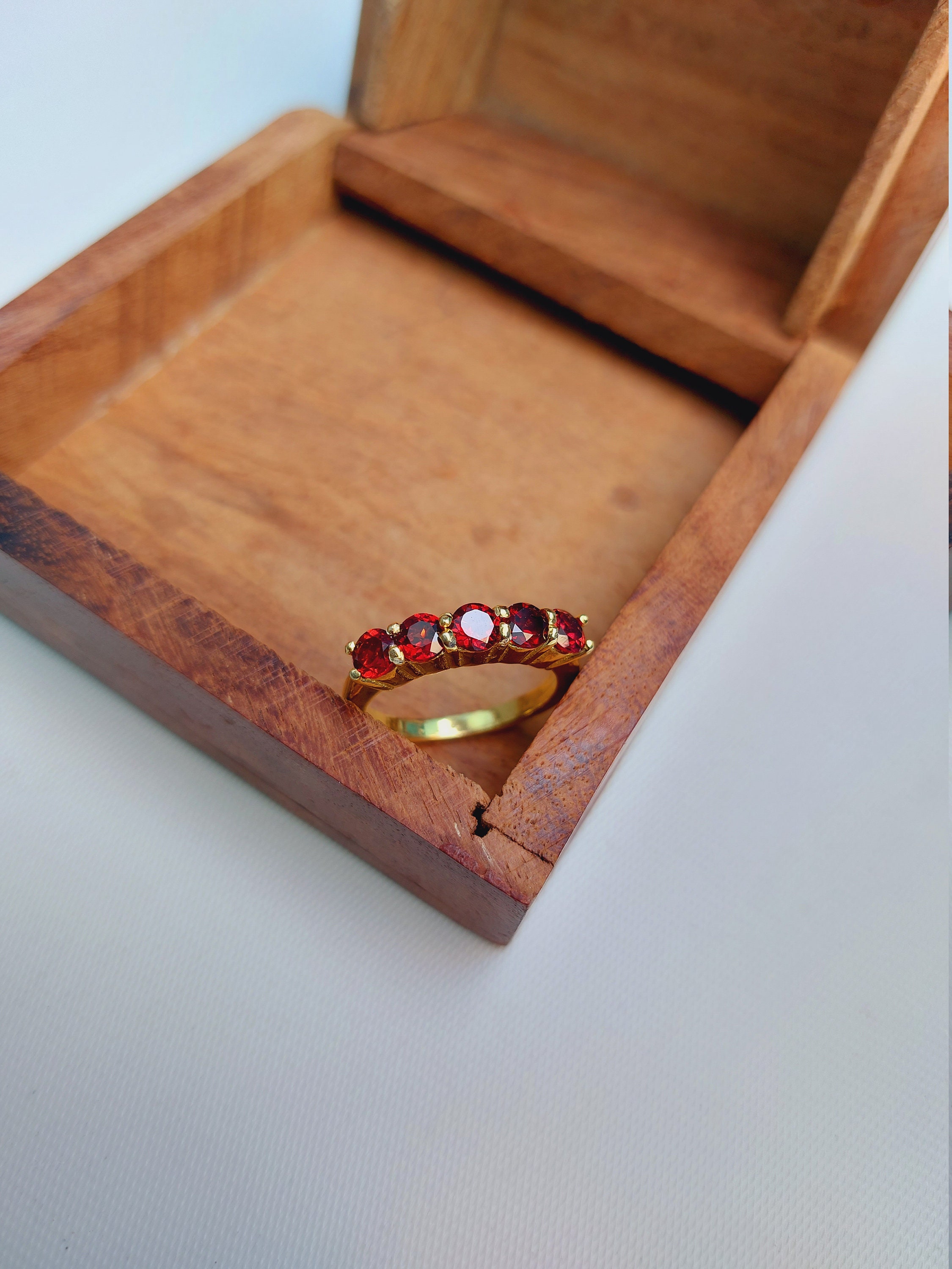 Red garnet band ring 925 Sterling Silver Ring garnet | Etsy