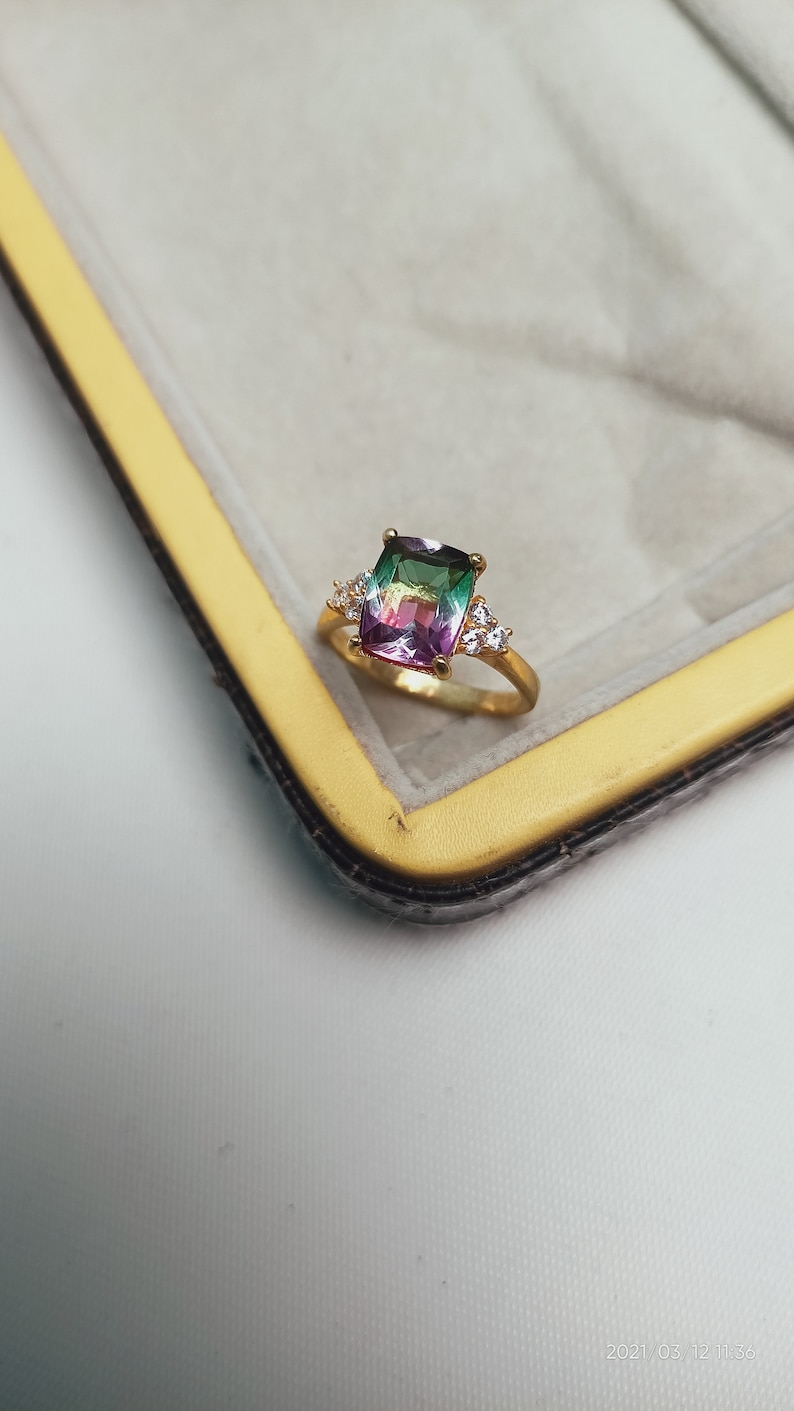 Watermelon Tourmaline Ring 925 Sterling Silver Ring - Etsy