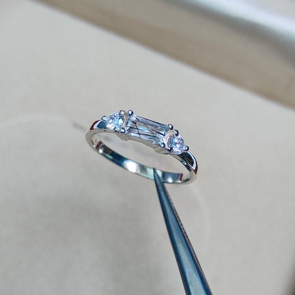 Natural Black Rutile Quartz Vintage Engagement Ring Black Rutilated ...