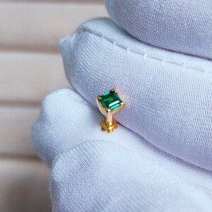 Natural Emerald Nose Stud, Emerald Nose Pin, 18k Gold Nose Stud, Natural Emerald Nose Gold Stud ...