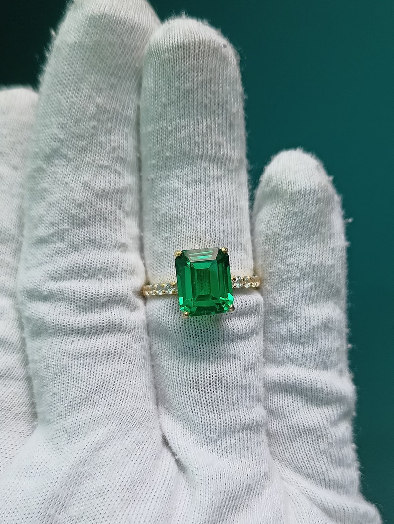 Lab Created Emerald Ring 925 Sterling Silver Ring Look Like - Etsy