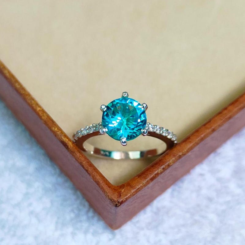 Teal Diamond Ring - Etsy