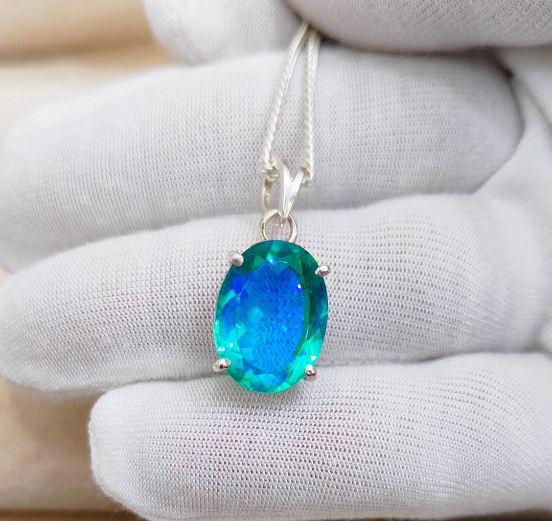 Peacock Quartz Pendant, Oval Cut Peacock Quartz Pendant, Peacock Quartz ...