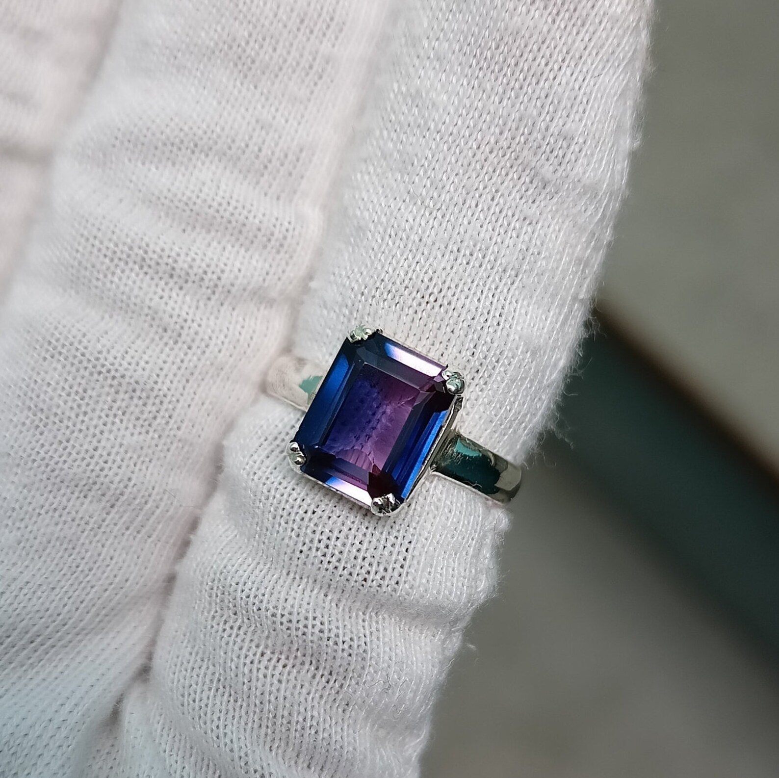 Color Change Sapphire Ring 925 Sterling Silver Ring Lab | Etsy