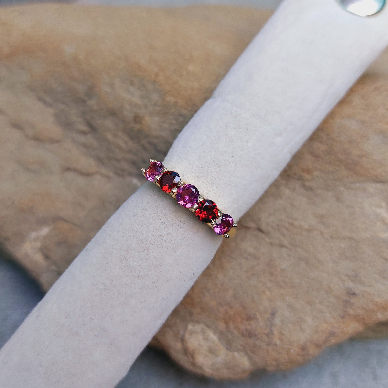 Multi garnet band ring 925 Sterling Silver Ring garnet | Etsy