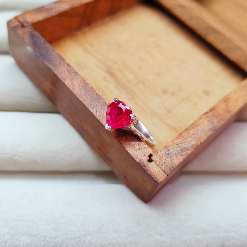 Ruby Ring Heart Shape Ruby Ring 925 Sterling Silver Ring - Etsy