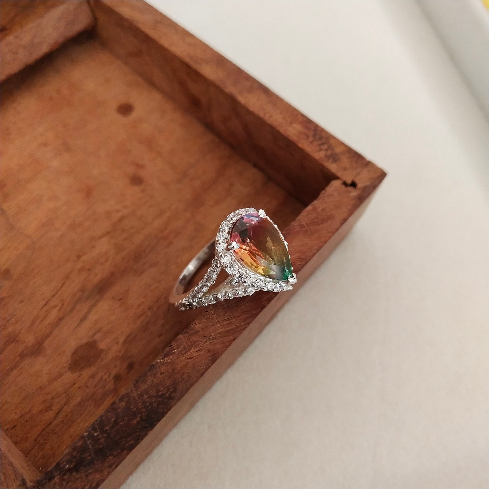 Watermelon Tourmaline Ring, 925 Sterling Silver Ring, Tourmaline ...