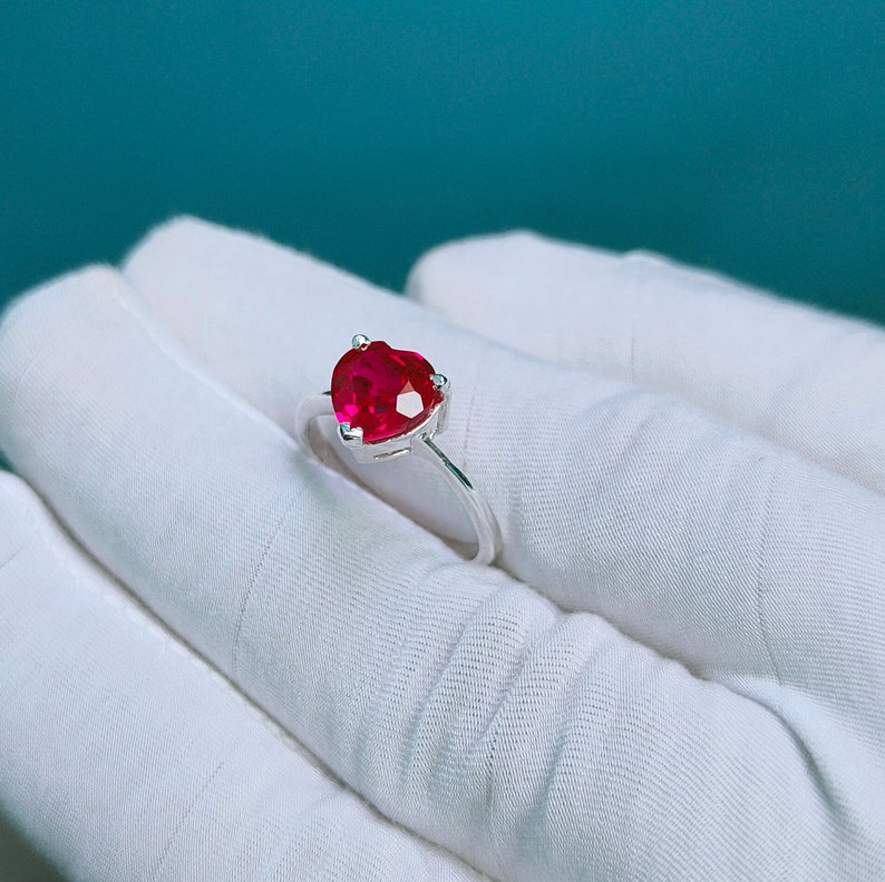 Ruby Ring Heart Shape Ruby Ring 925 Sterling Silver Ring - Etsy