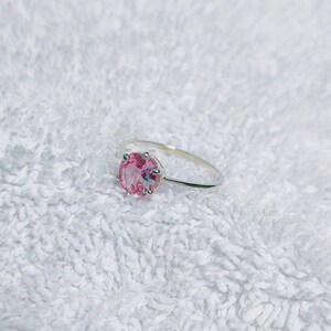 Pink Diamond Ring, Round Pink Diamond Ring, 925 Sterling Silver Ring ...