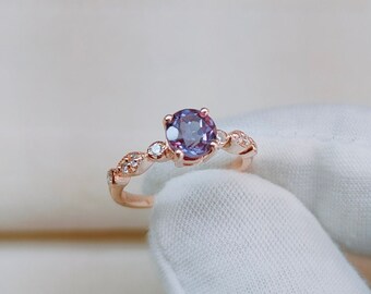 Alexandrite Ring, Lab Created Alexandrite Ring, 925 Sterling Silver ...