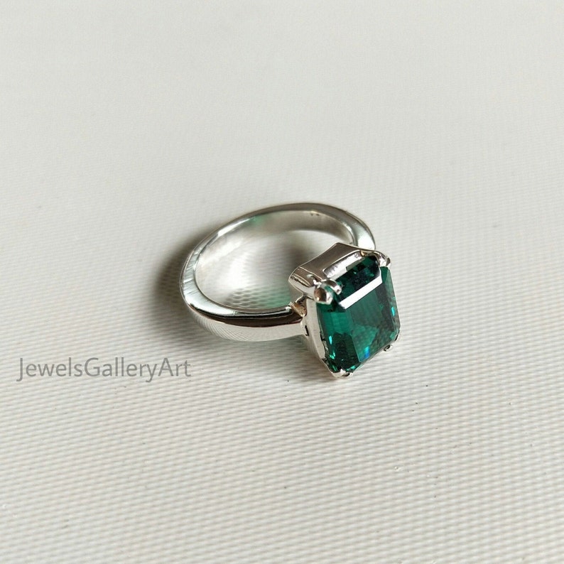Lab Created Emerald 925 Silver Ring Ring for Men & Women - Etsy