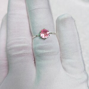 Pink Diamond Ring, Round Pink Diamond Ring, 925 Sterling Silver Ring ...