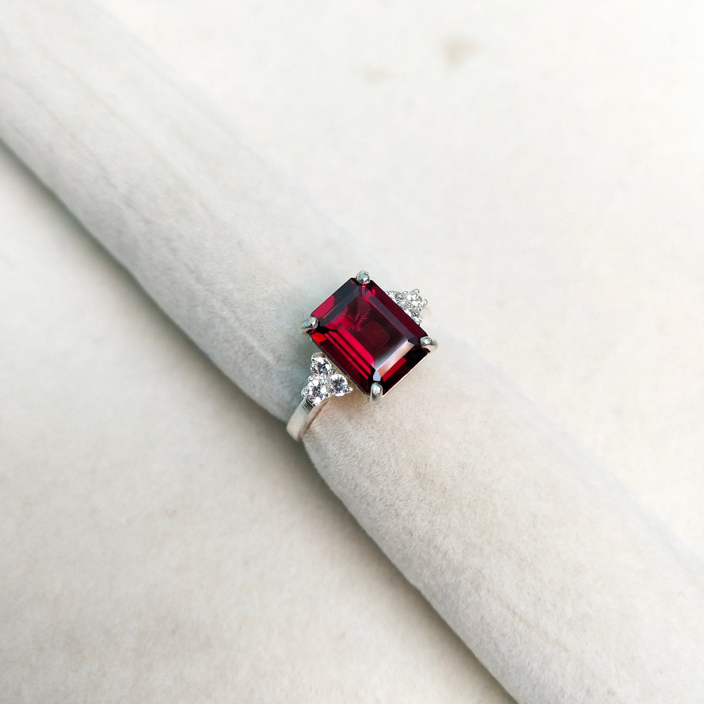 Red Garnet Ring 925 Sterling Silver Ring Faceted Garnet | Etsy