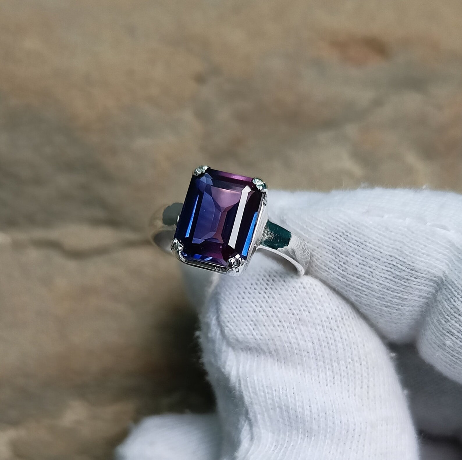 Color Change Sapphire Ring 925 Sterling Silver Ring Lab - Etsy