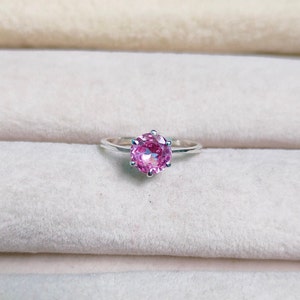 Pink Diamond Ring, Round Pink Diamond Ring, 925 Sterling Silver Ring ...