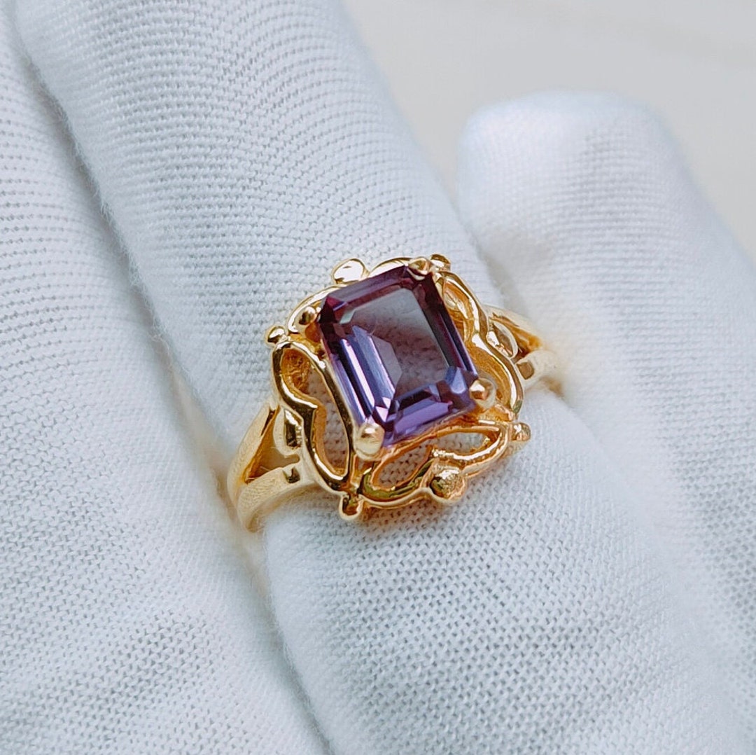 Alexandrite Ring, Lab Created Alexandrite Ring, 925 Sterling Silver ...