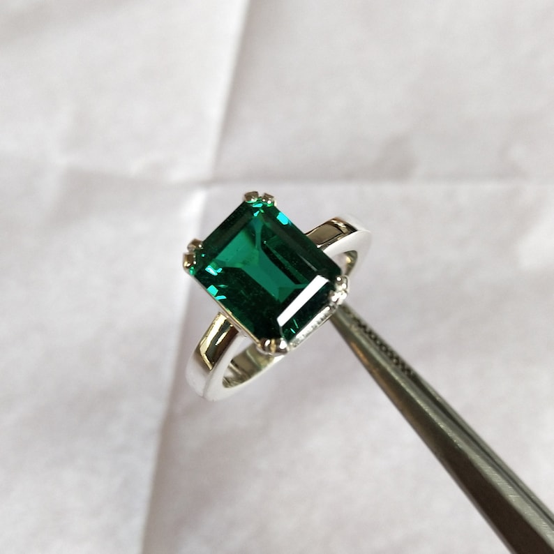 Lab Created Emerald 925 Silver Ring Ring for Men & Women - Etsy
