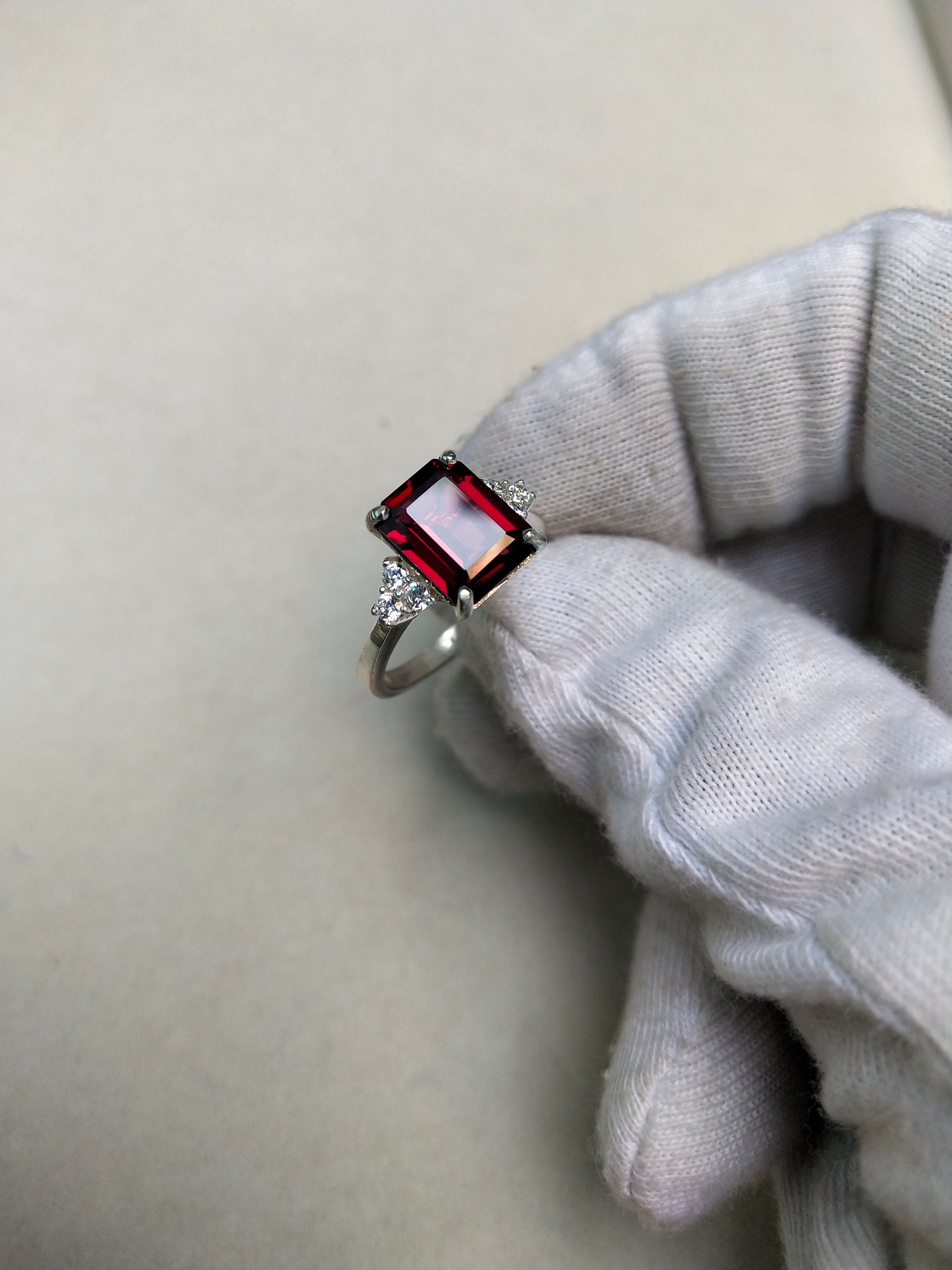 Red Garnet Ring 925 Sterling Silver Ring Faceted Garnet | Etsy
