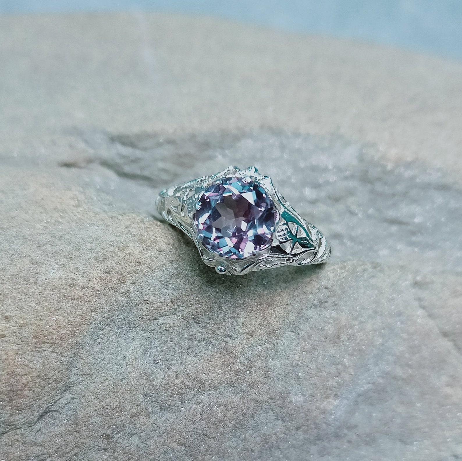 Alexandrite Ring 925 Sterling Silver Ring Lab Created - Etsy
