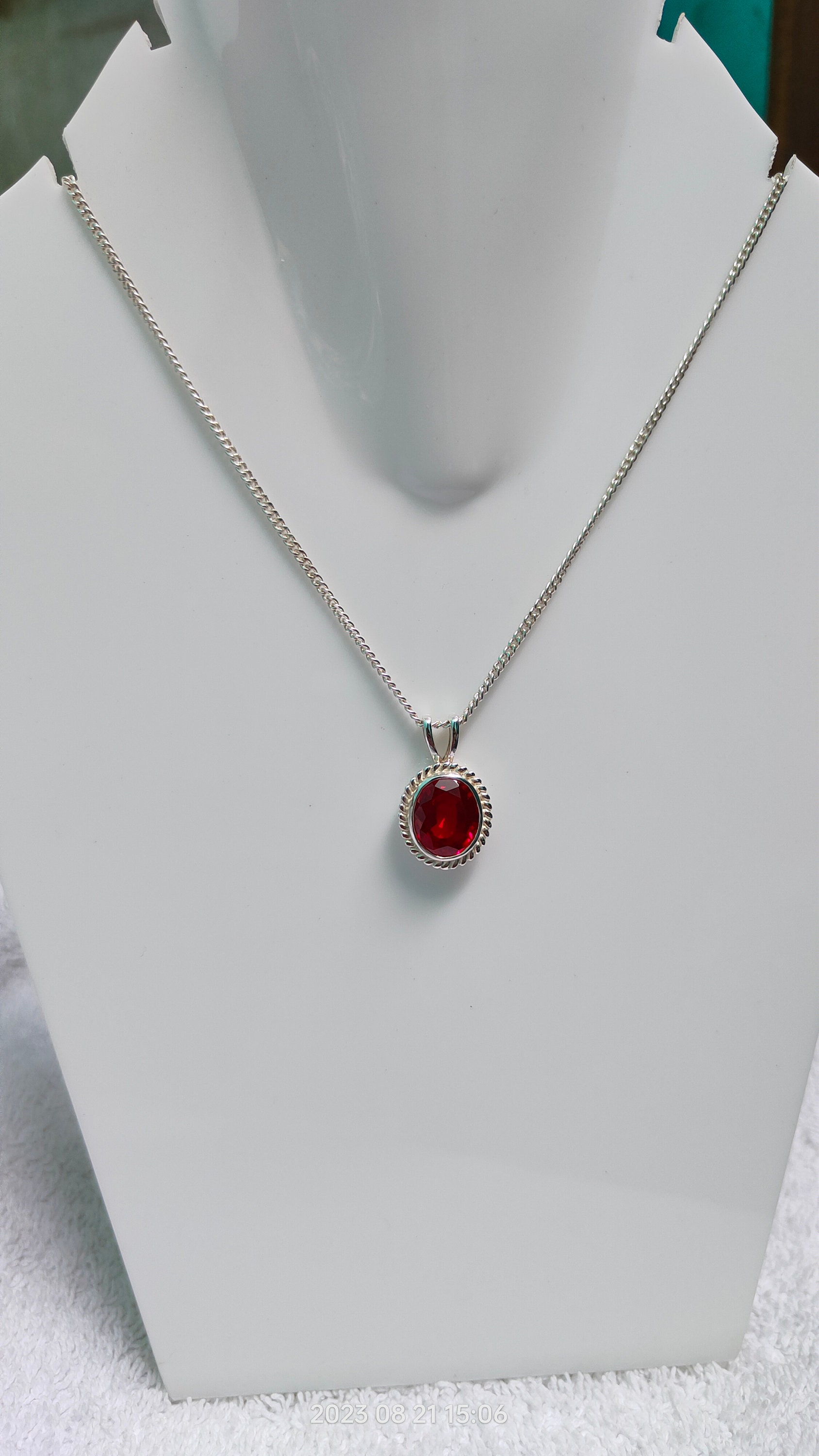 Pigeon Blood Ruby Pendant, Oval Cut Pigeon Blood Ruby Necklace, 925 ...