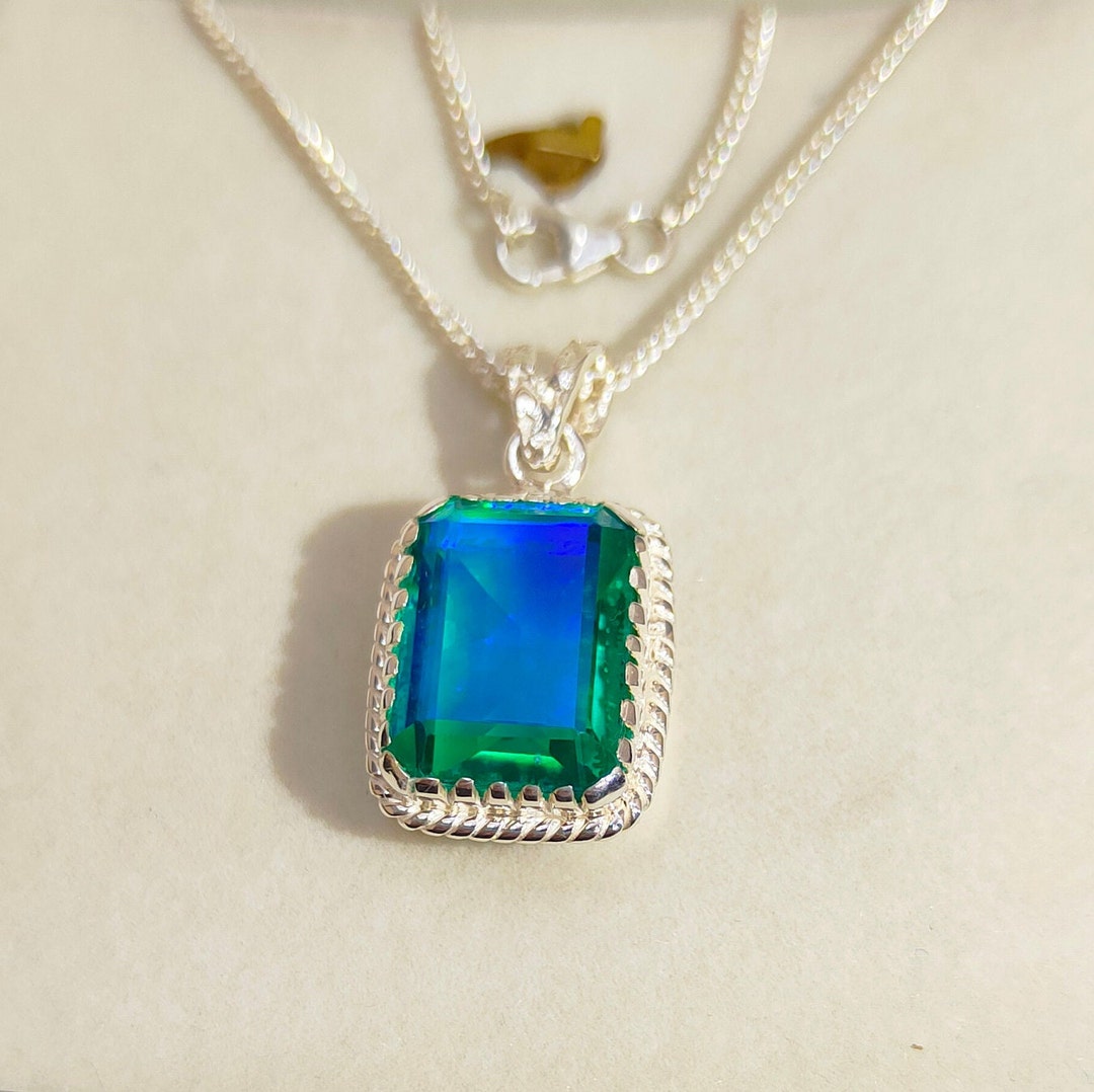 Peacock Quartz Pendant, Octagon Shape Peacock Quartz Pendant, Peacock ...