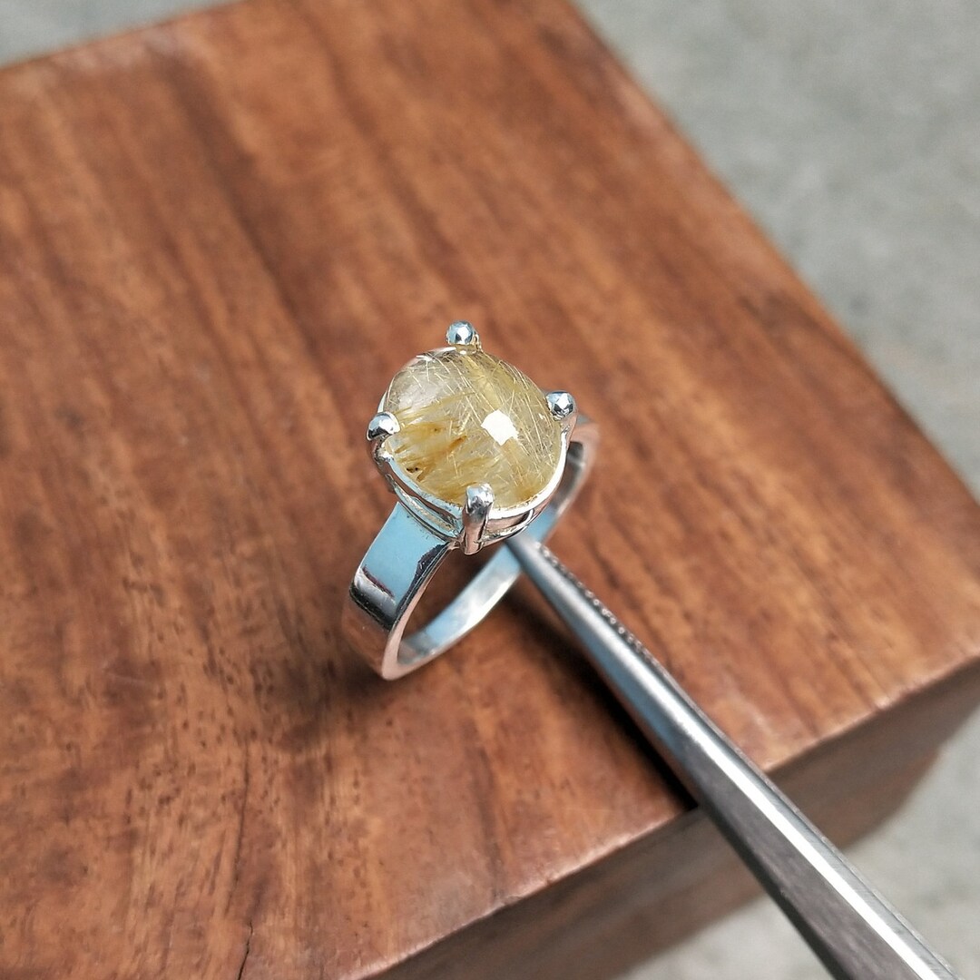 Rutilated Quartz Ring, Golden Rutile Ring, 925 Sterling Silver Ring ...