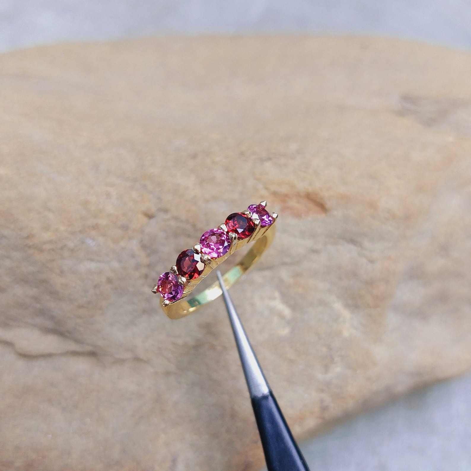 Multi garnet band ring 925 Sterling Silver Ring garnet | Etsy