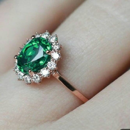 Lab Emerald Ring 925 Sterling Silver Ringemerald Engagement - Etsy