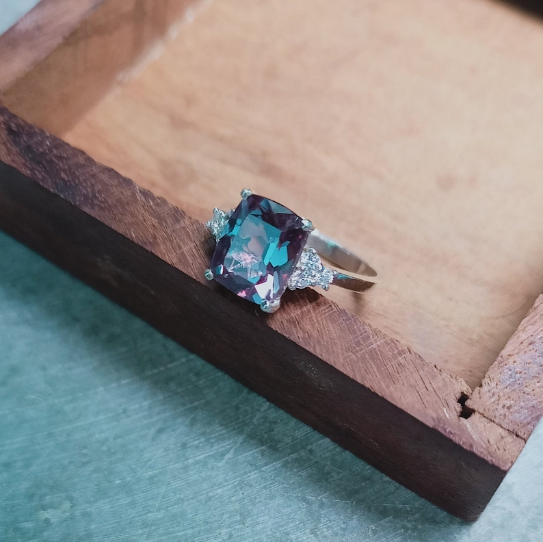 Alexandrite Ring Lab Created Alexandrite Ring 925 Sterling - Etsy