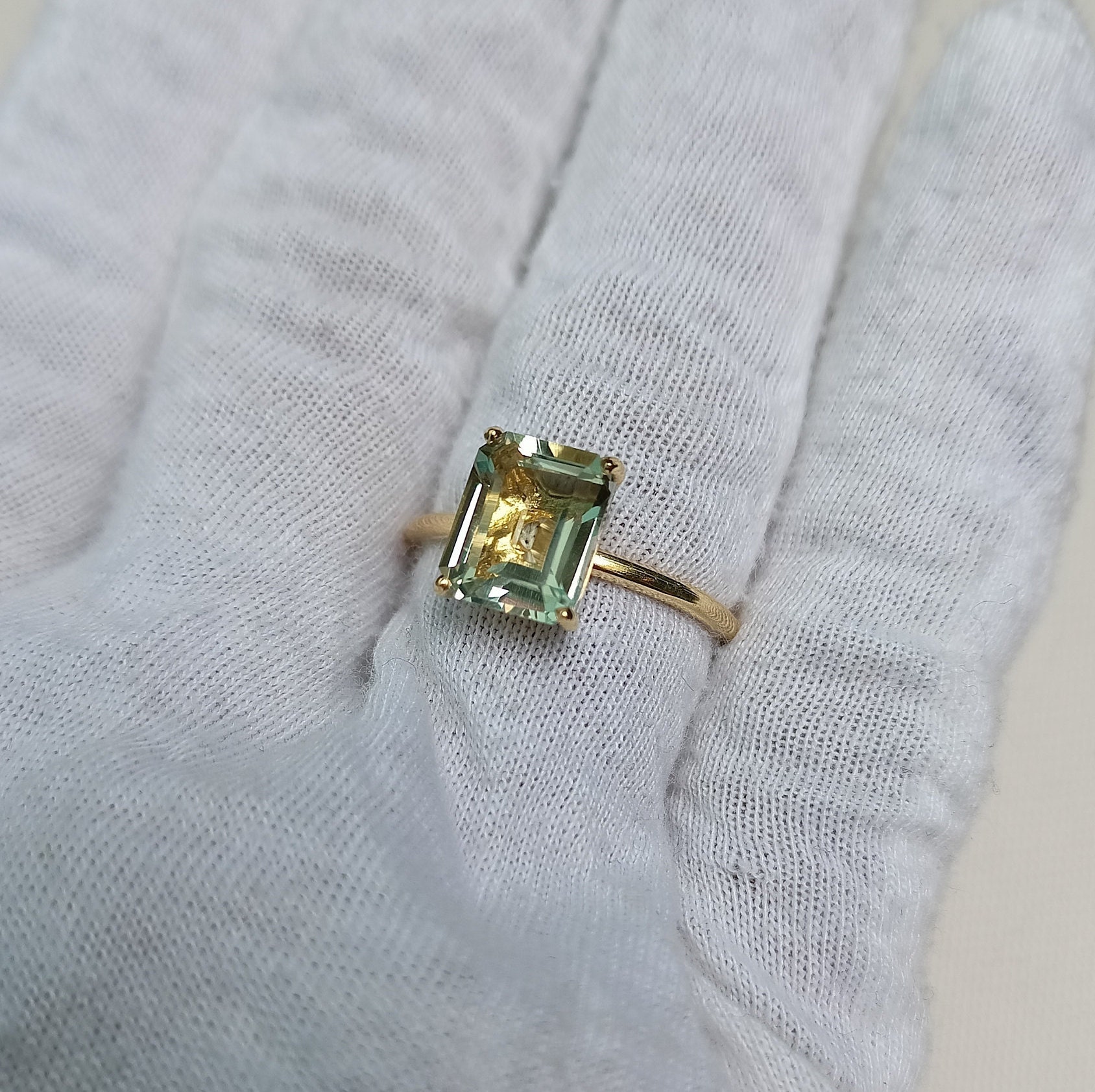 Natural Green Amethyst Ring 925 Sterling Silver Ring Octagon - Etsy