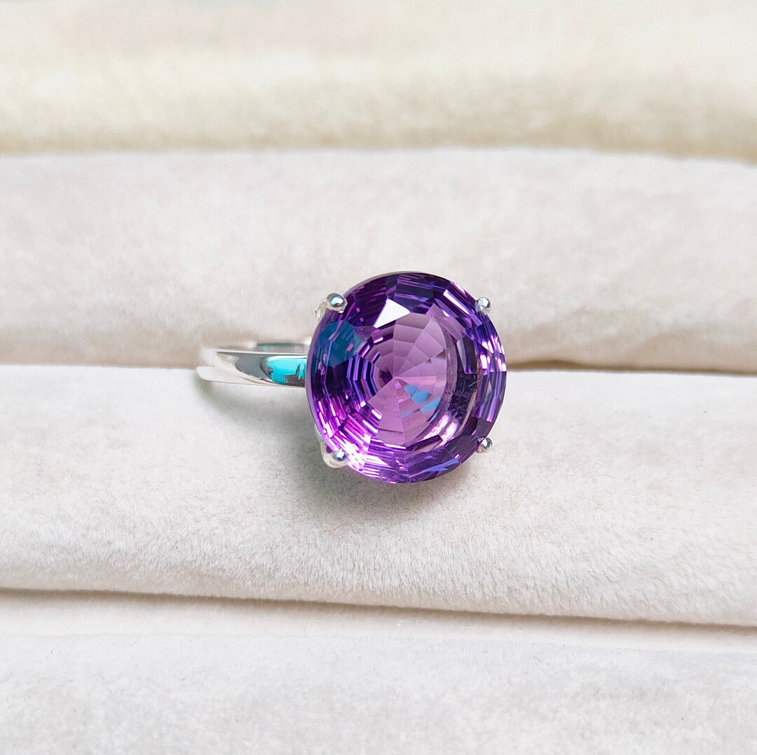 Rose De France Amethyst Ring Concave Cut Pink Amethyst Ring 925 ...