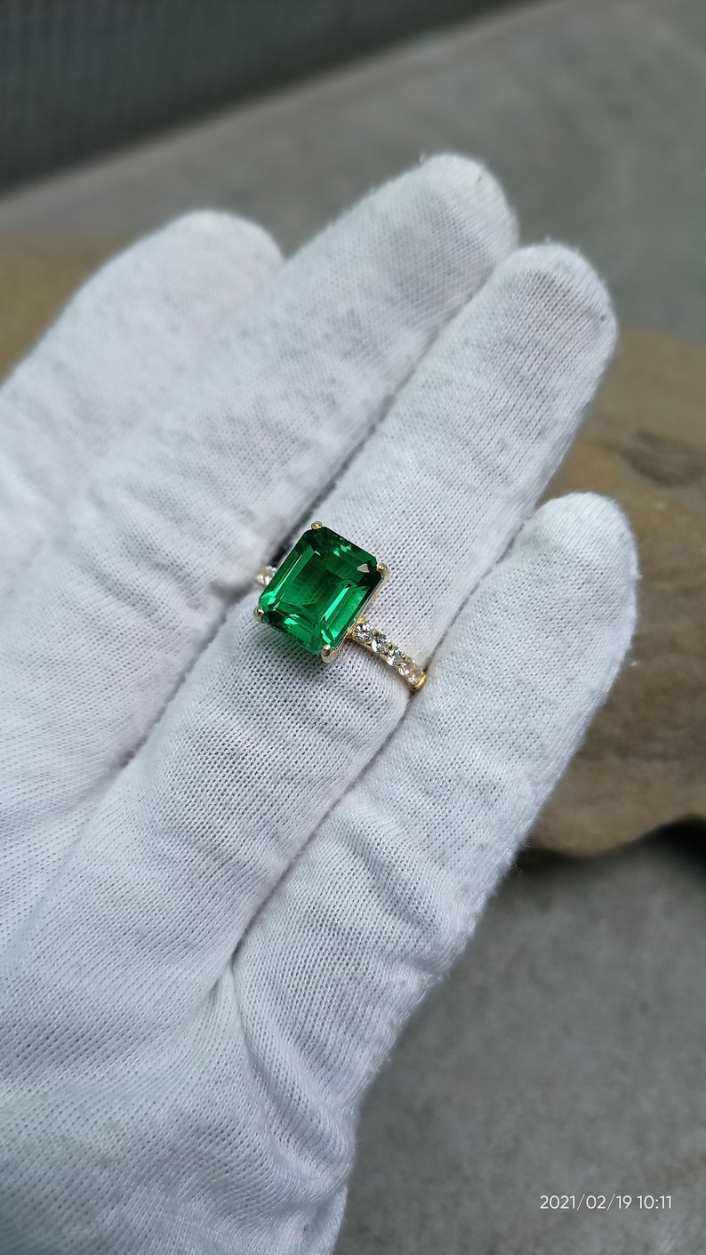 Lab Created Emerald Ring, 925 Sterling Silver Ring, Look Like Natural ...