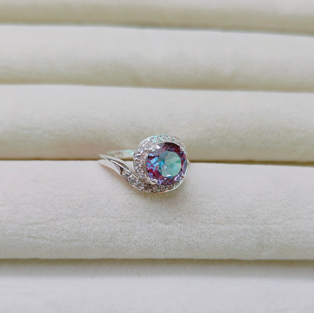 Lab Created Alexandrite Ring, 925 Sterling Silver Ring, Alexandrite ...