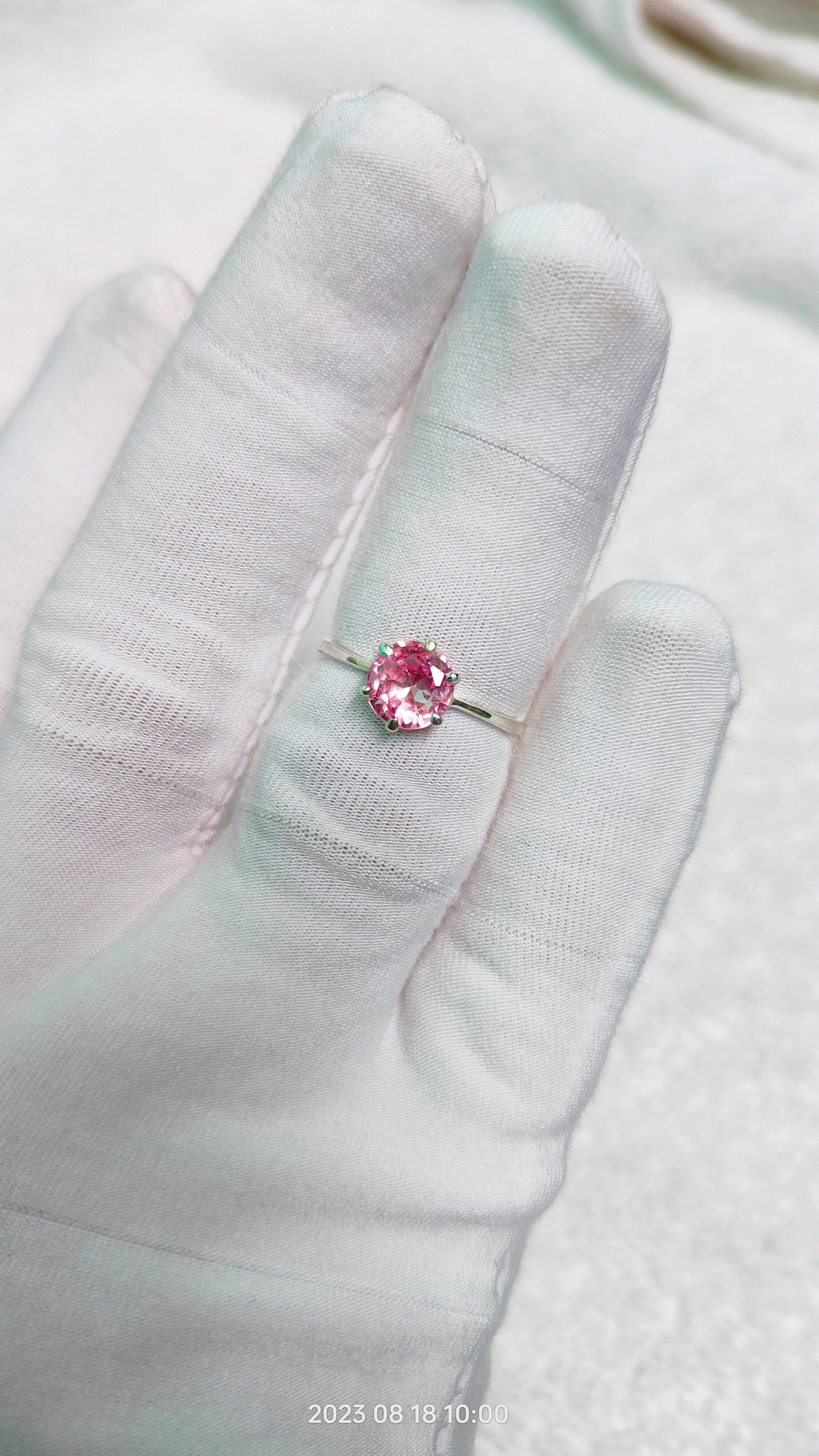 Pink Diamond Ring, Round Pink Diamond Ring, 925 Sterling Silver Ring ...