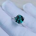 Teal Sapphire Ring,cushion Cut Teal Sapphire Ring,925 Sterling Silver ...