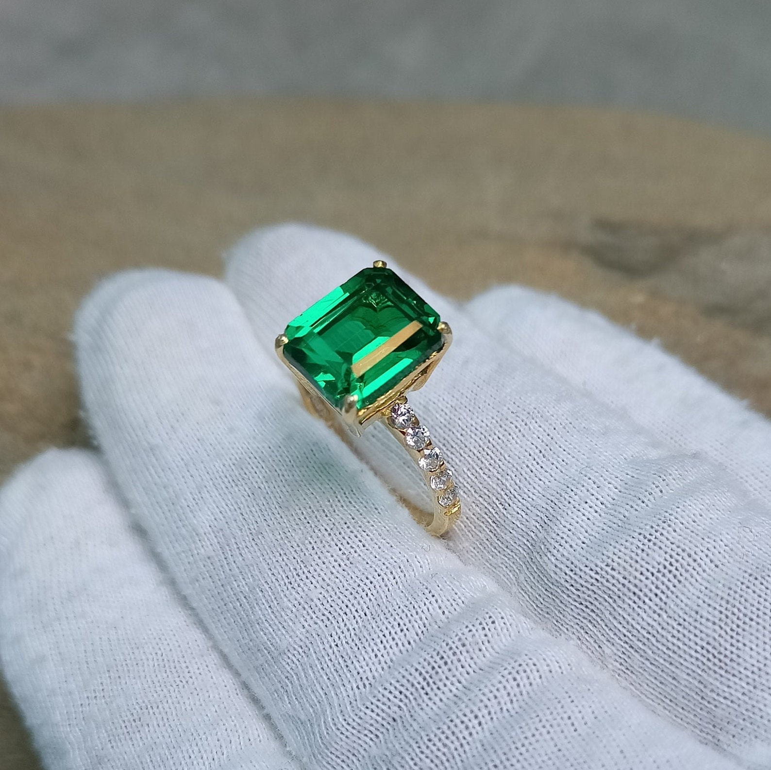 Lab Created Emerald Ring 925 Sterling Silver Ring Look Like - Etsy